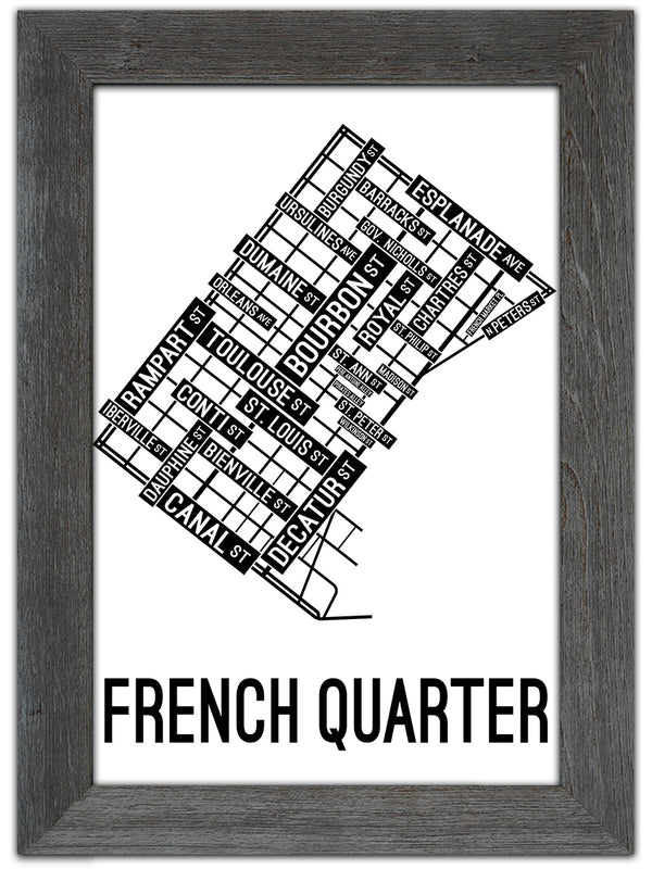 French Quarter, New Orleans Street Map Poster - School Street Posters