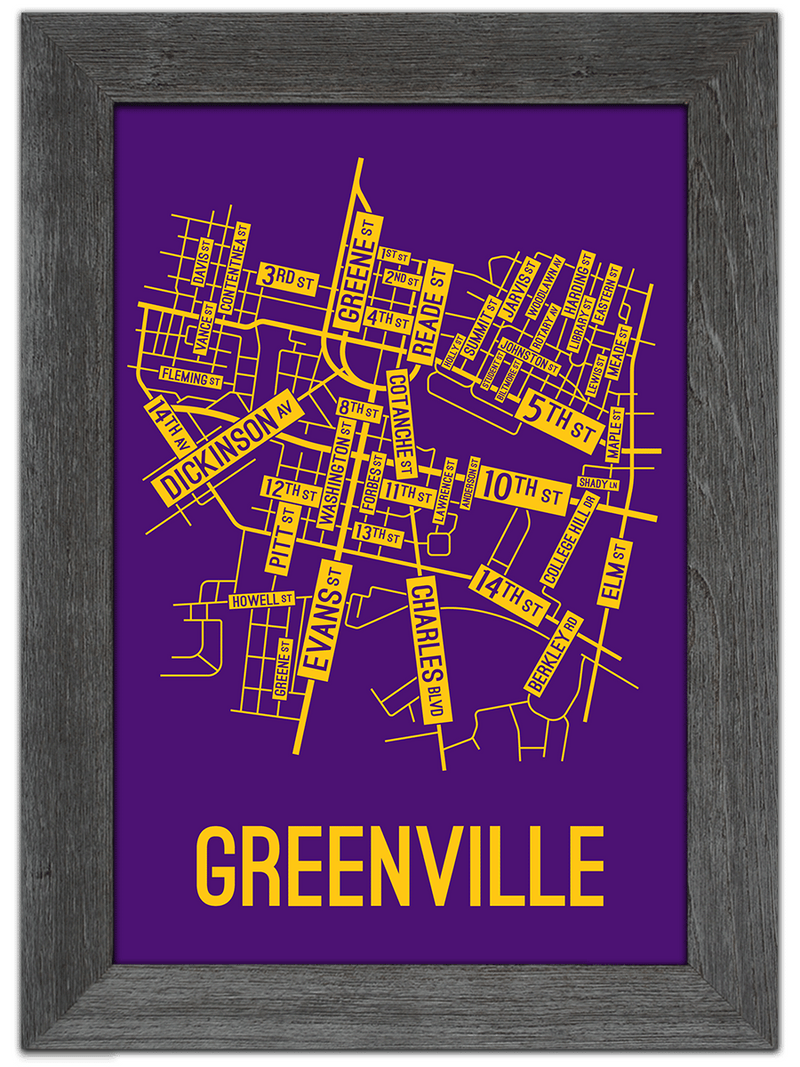 Greenville, North Carolina Street Map Poster - School Street Posters
