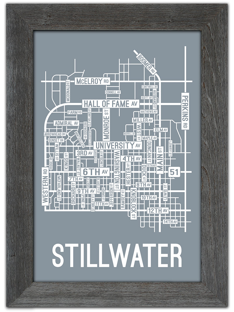 Stillwater, Oklahoma Street Map Print - School Street Posters