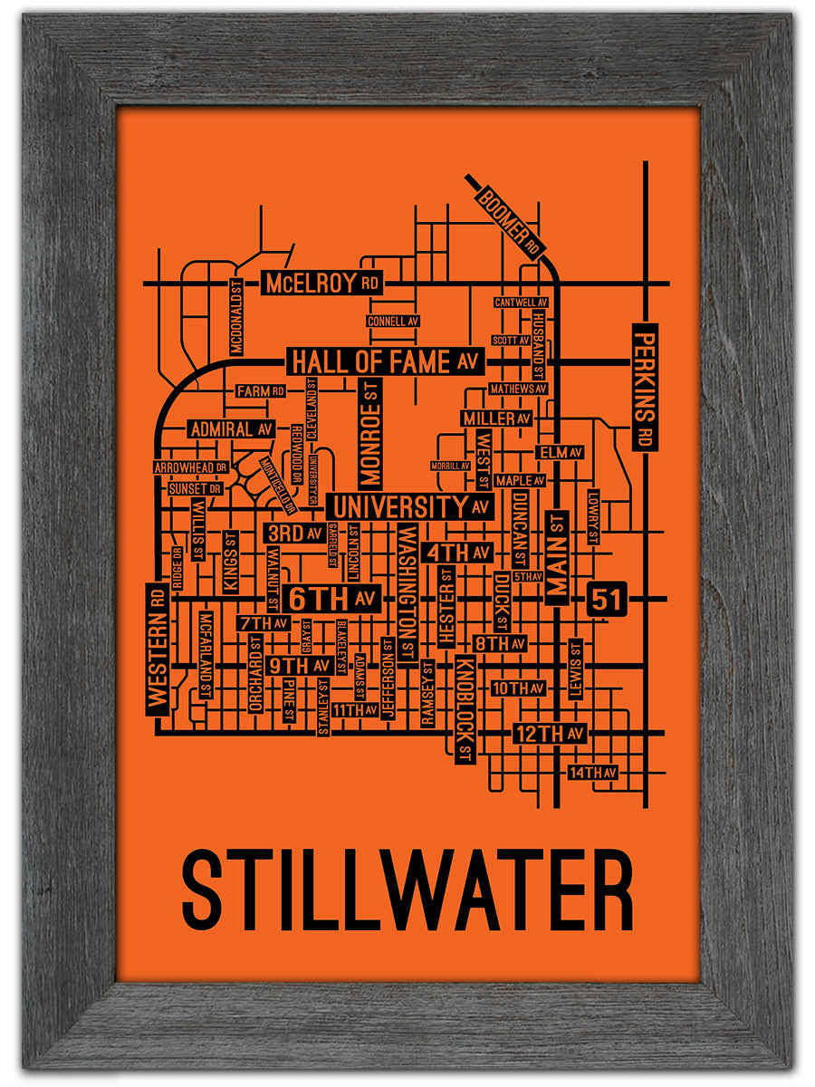 Stillwater, Oklahoma Street Map Print - School Street Posters