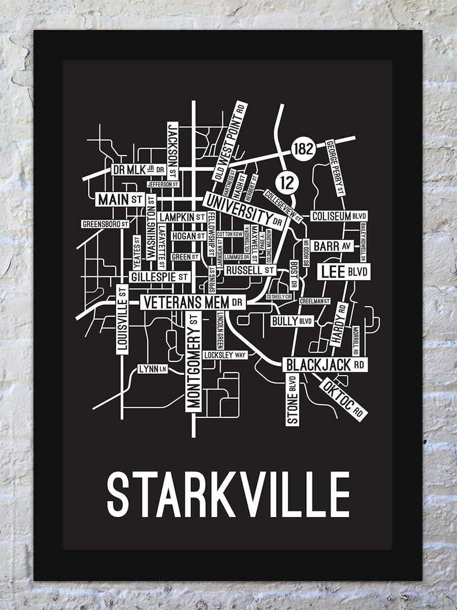 Starkville, Mississippi Street Map Print - School Street Posters